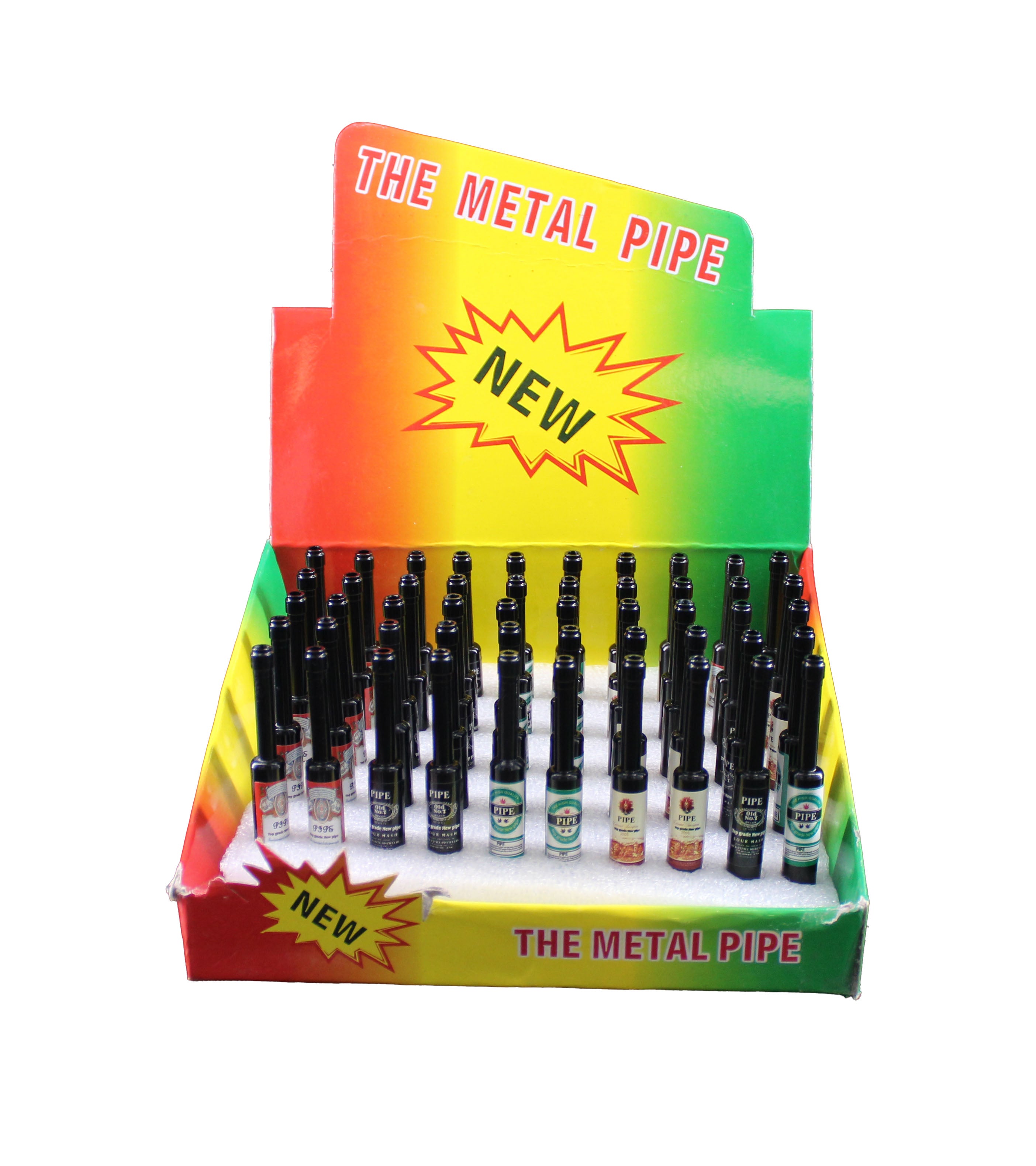 BOTTLE STYLE METAL PIPE ASSORTED (50CT) – Warehouse Fever