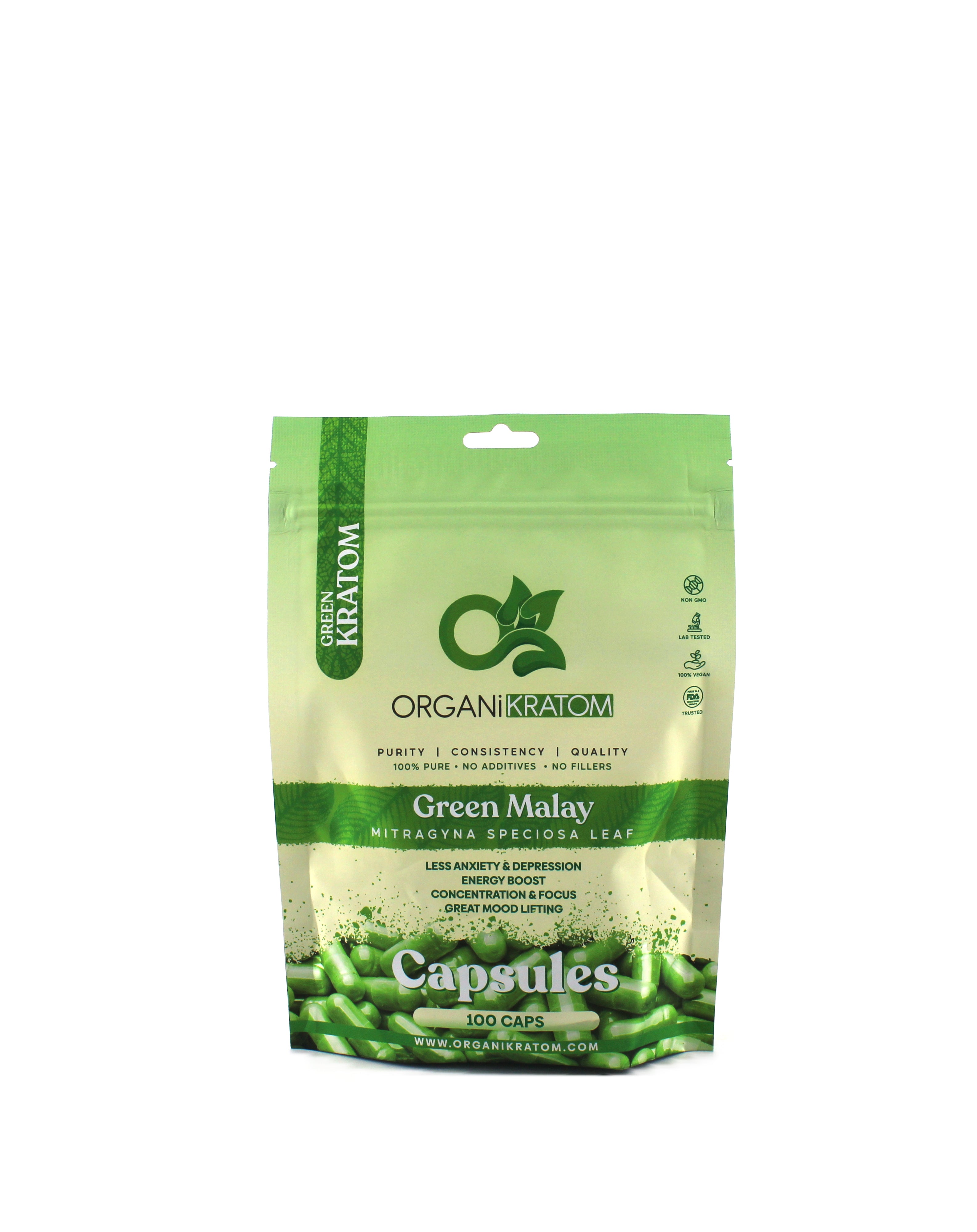 ORGANI KRATOM CAPSULE 100PK GREEN MALAY (1CT) – Warehouse Fever